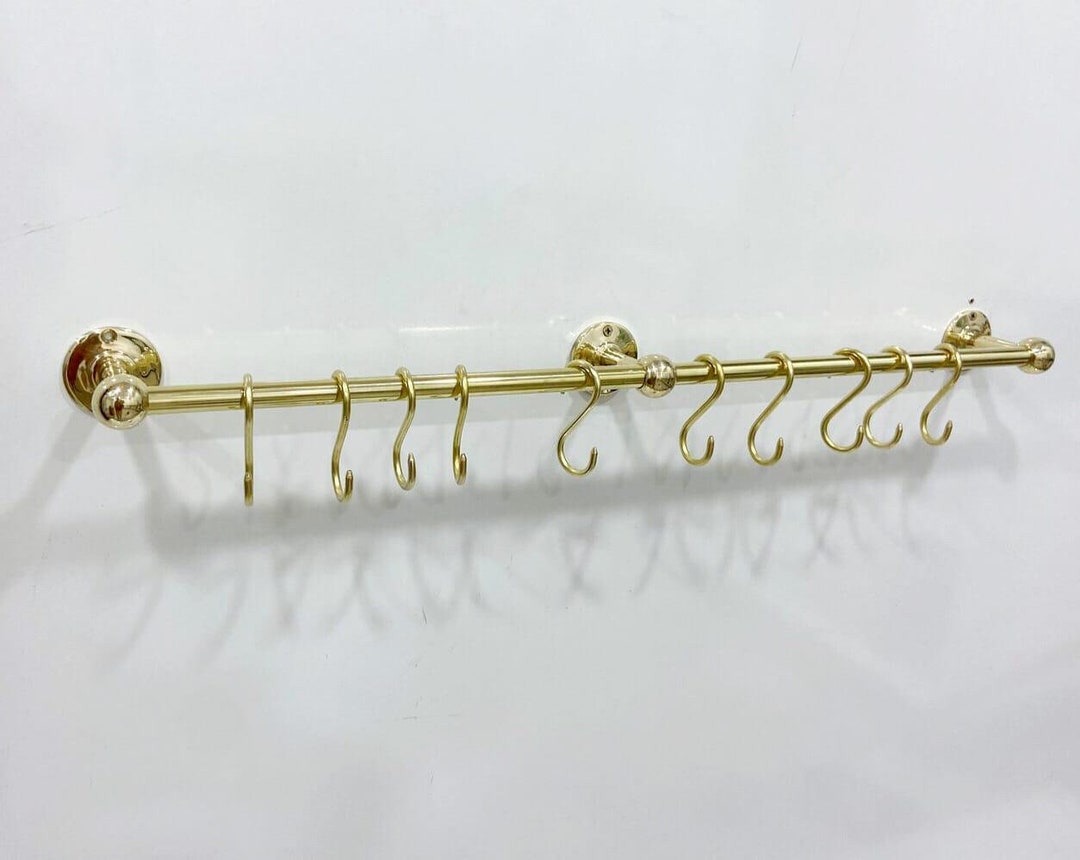 Unlacquered Solid Brass Hanging Pot and Pan, Brass Hanging Hook ...