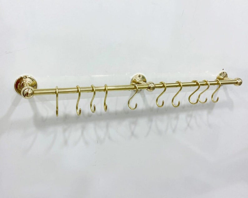 Unlacquered Solid Brass Hanging Pot and Pan, Brass Hanging Hook ...