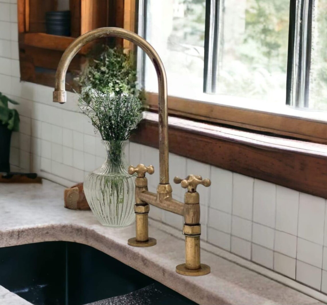 Unlacquered Solid Brass Kitchen Faucet, Kitchen Sink, Sink Faucet ...