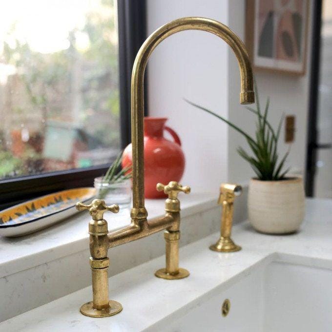 Unlacquered Solid Brass Kitchen Faucet, Kitchen Sink, Sink Faucet ...