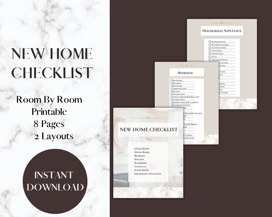 New Home Essential Checklistnew Home Checklist - Etsy
