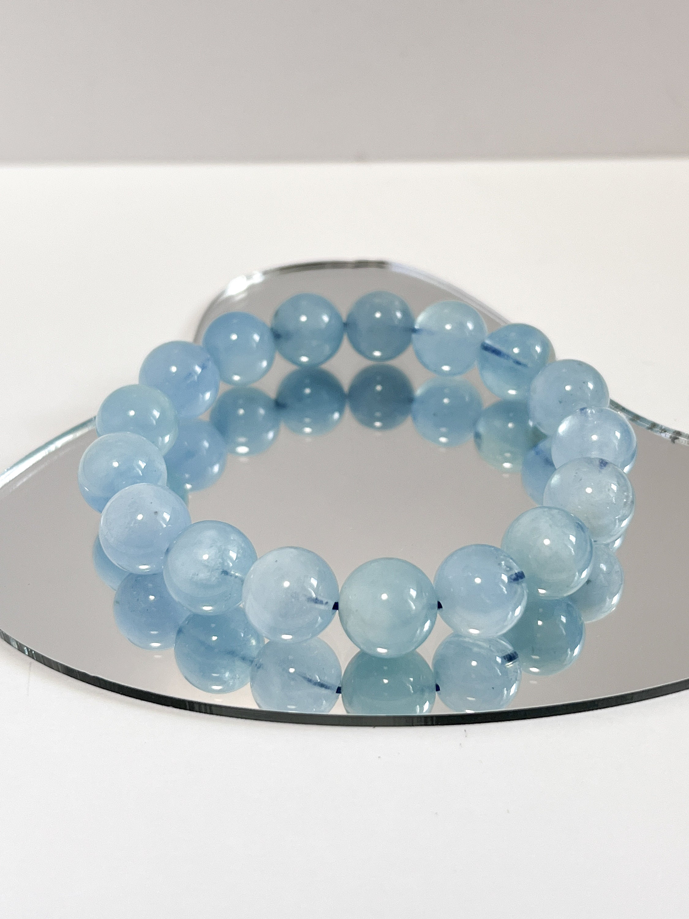Natural Light Blue Aquamarine Crystal Bracelet 12.5MM, Unique Sky Blue Aquamarine Bracelet ...