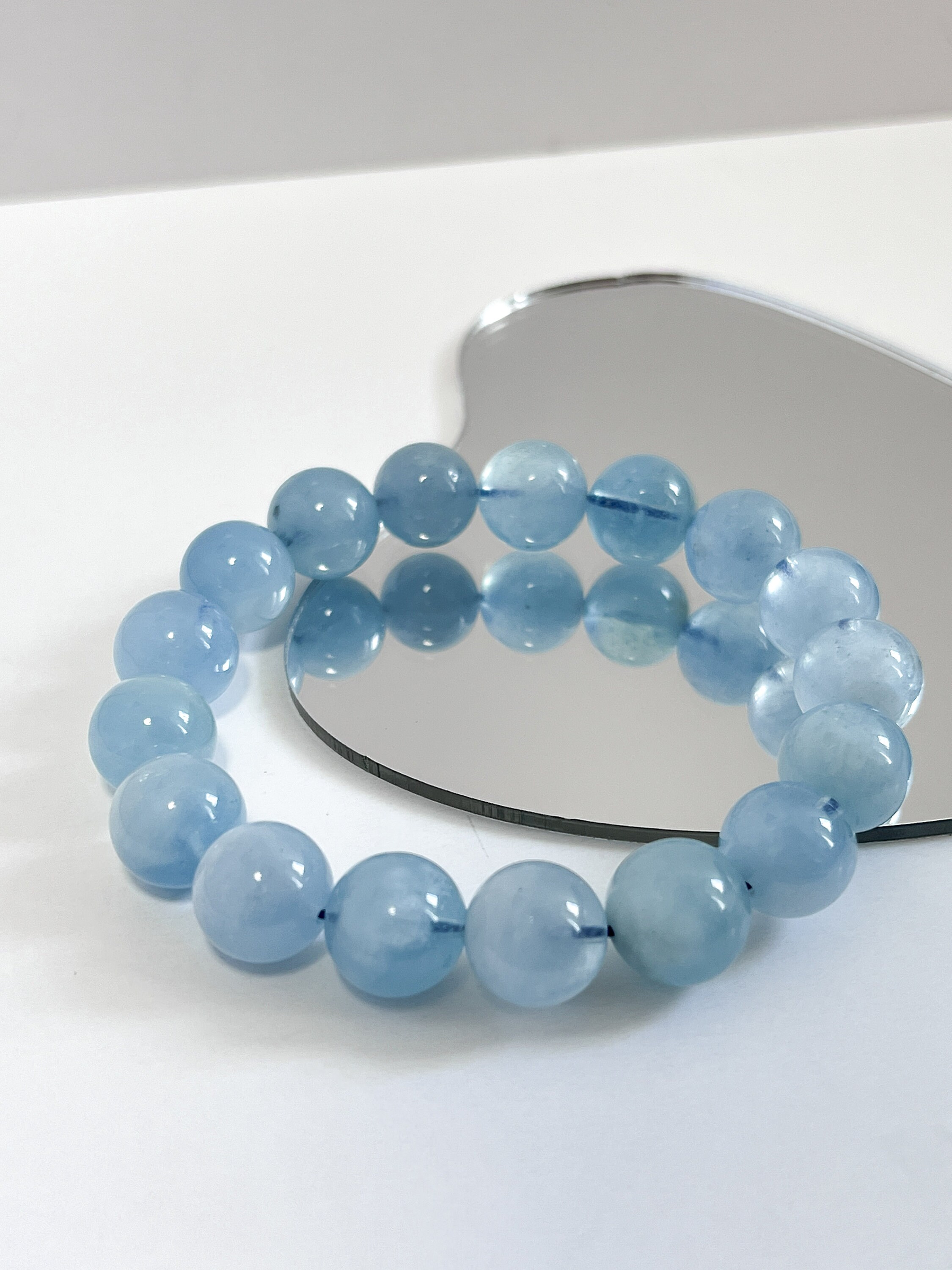 Natural Light Blue Aquamarine Crystal Bracelet 12.5MM, Unique Sky Blue ...