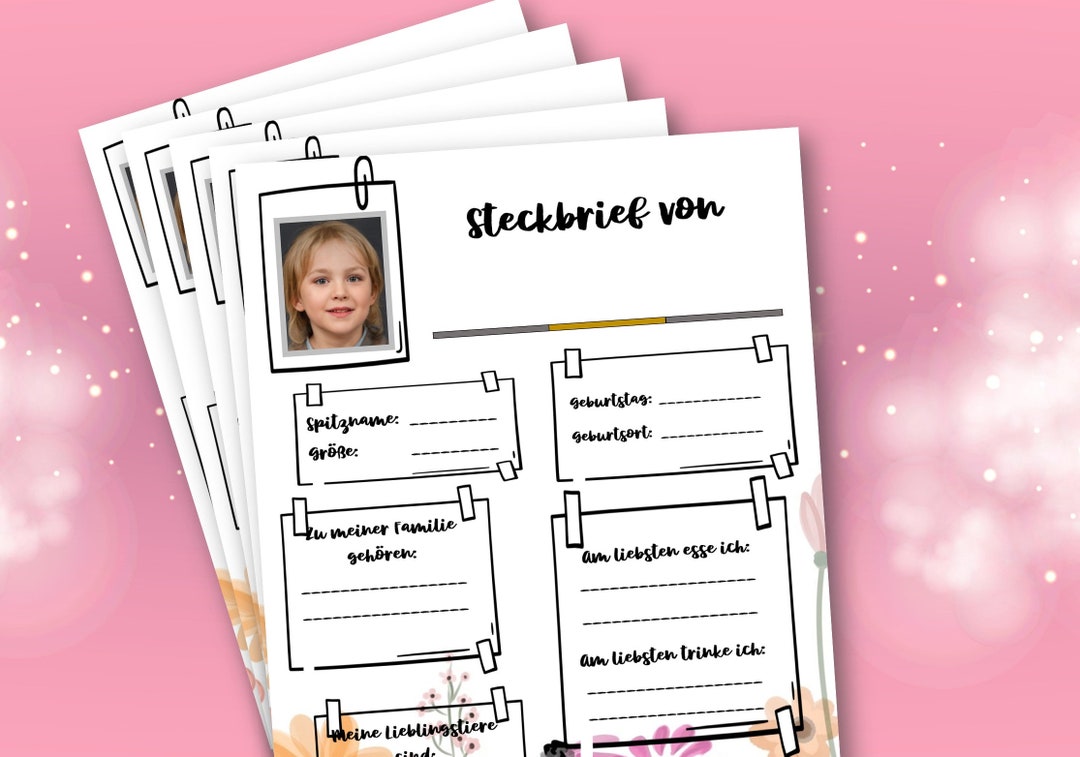 Steckbrief-Vorlage für Word (und andere) - DIN A4 - Zwei Varianten ...