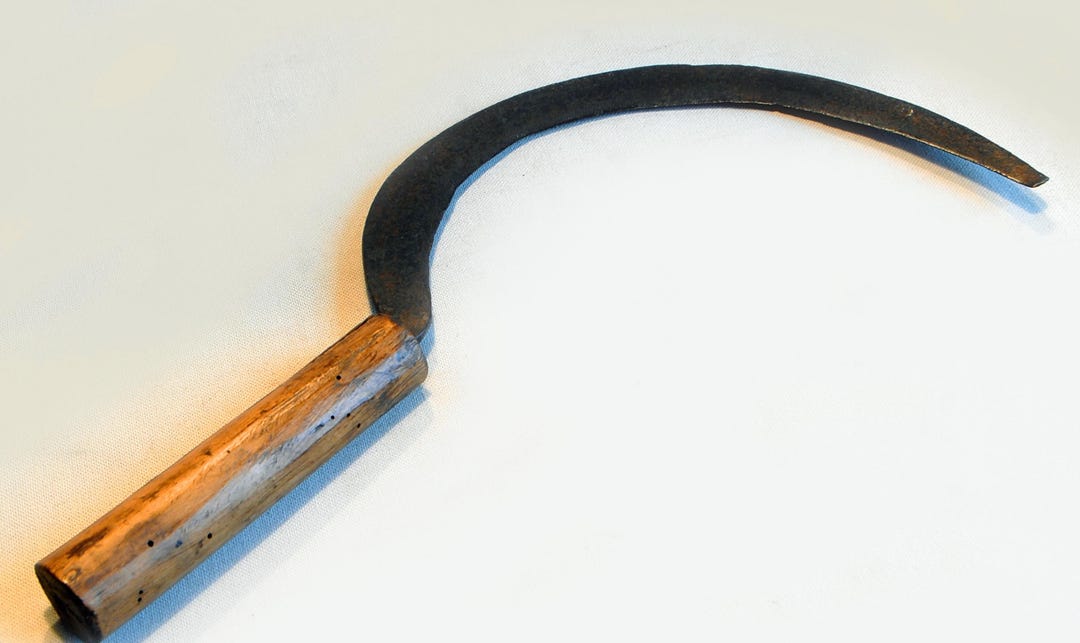 Vintage Pruning Knife, Sickle, Steel Iron and Wooden Handle ...