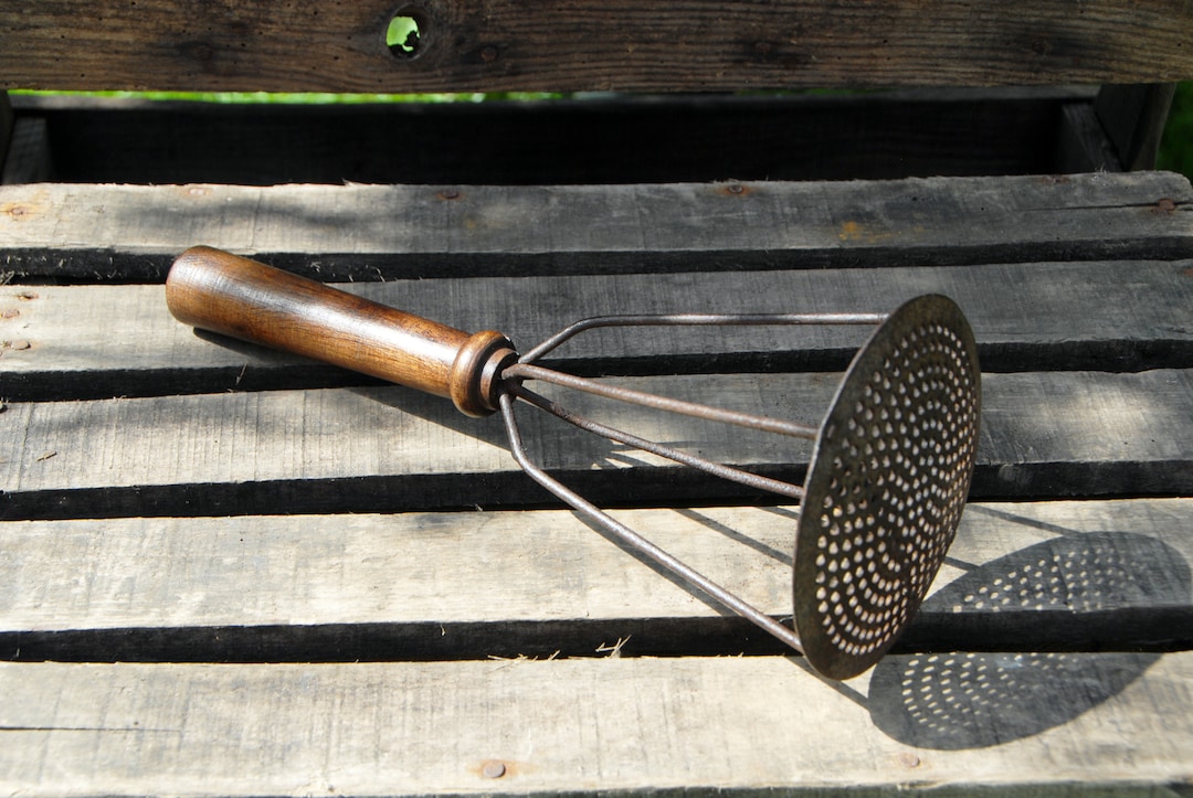 Vintage Potato Masher, Wooden Handle treated Wood - Etsy