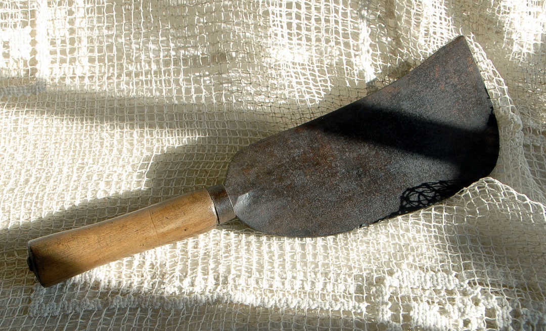 Antique Butcher's Cleaver, Forged Steel Billhook, Wooden Handle. - Etsy