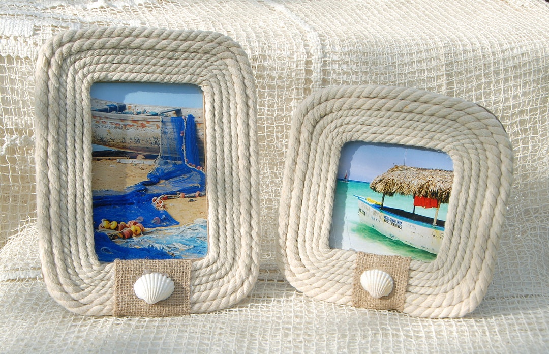 Wooden, String and Shell Frames (set of 2 Frames). - Etsy