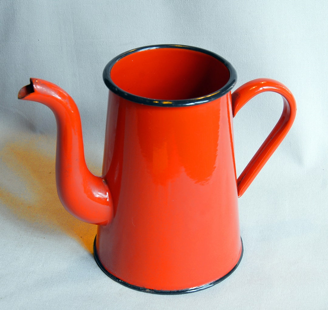 Vintage Red Enameled Sheet Metal Coffee Pot without Lid. - Etsy
