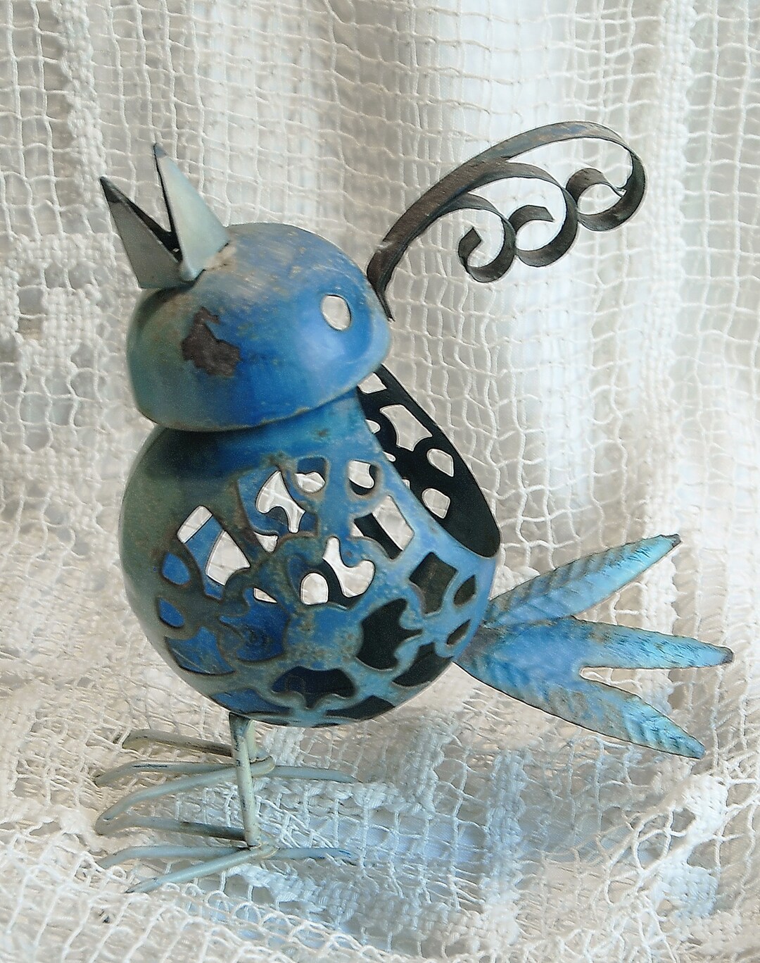 Vintage Painted Metal Bird. - Etsy