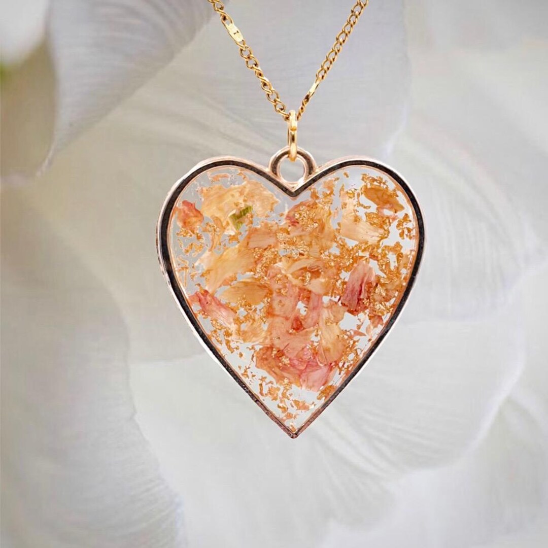 Sakura Blush~ Baby Pink Flower 24K Gold Necklace /real Dried Cherry ...