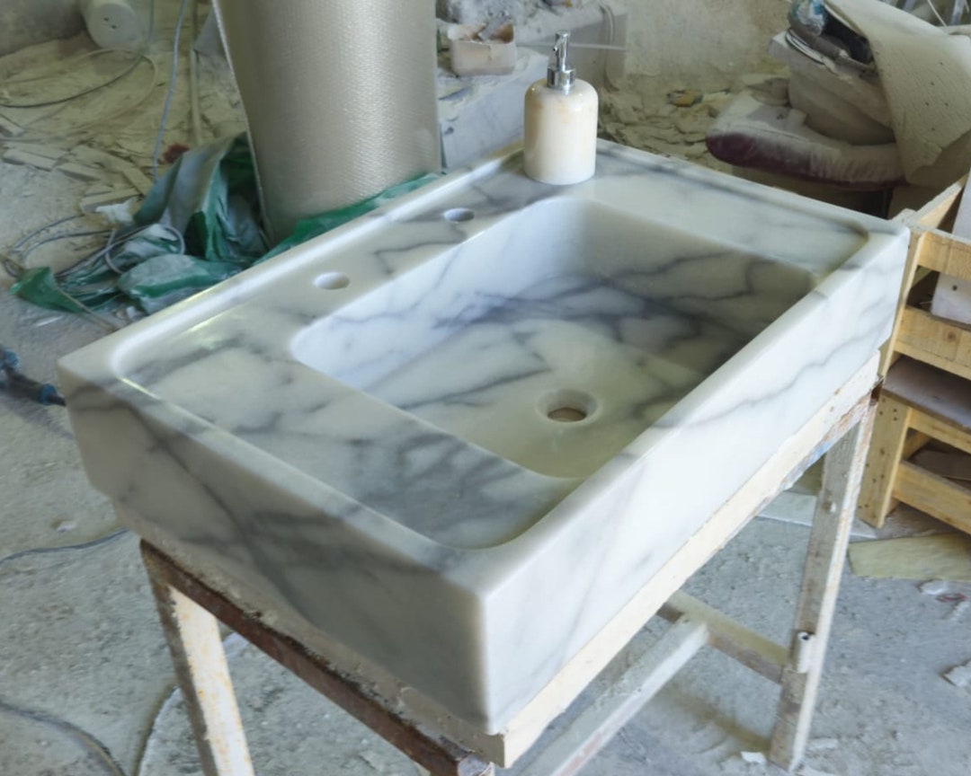 Carrara Marble Sink,custom,handmade,counter,modern Farmhouse,crystal ...