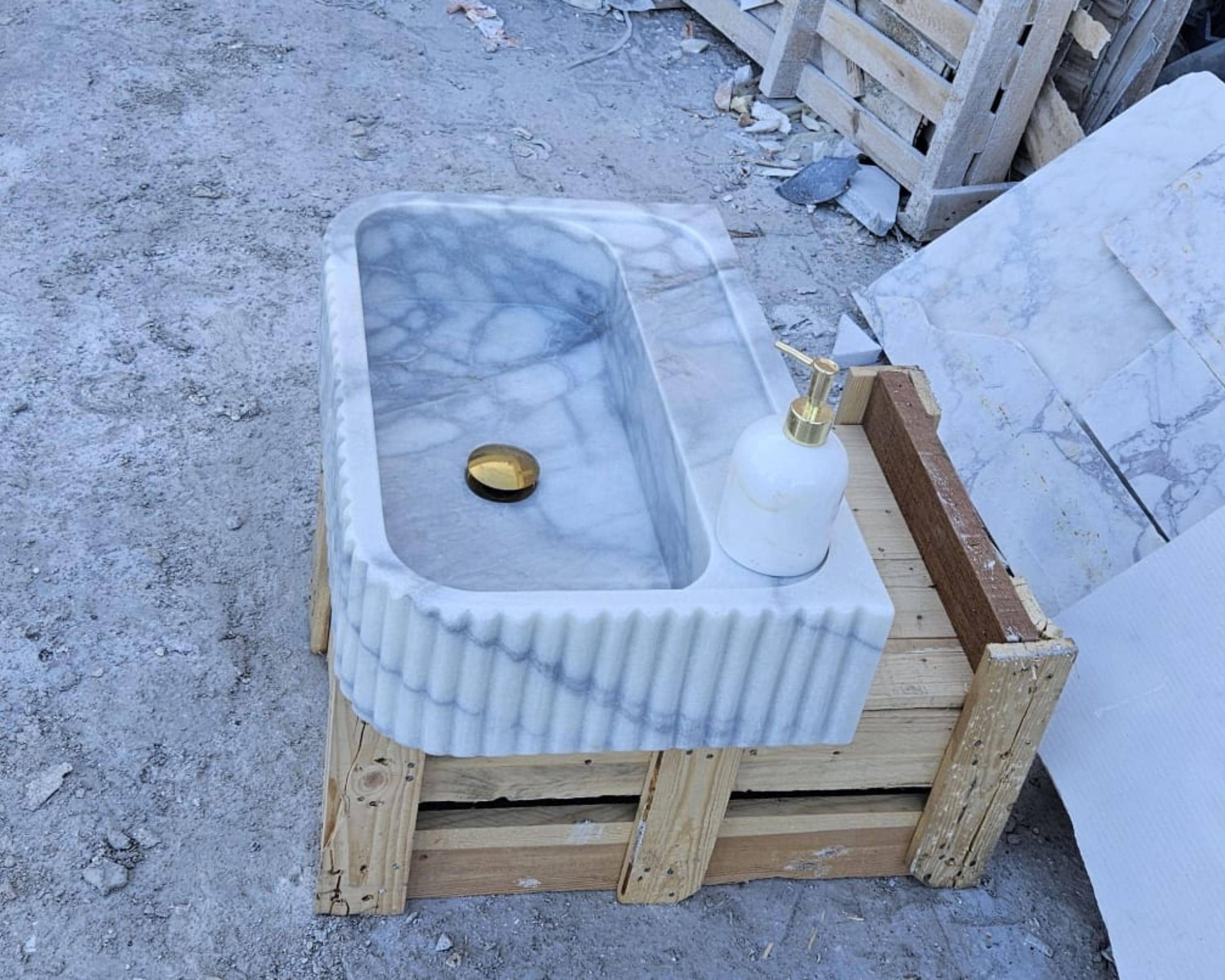 Ready to Ship! Carrara Marble Sink, Wall Mount Sink, Carrara Sink ...