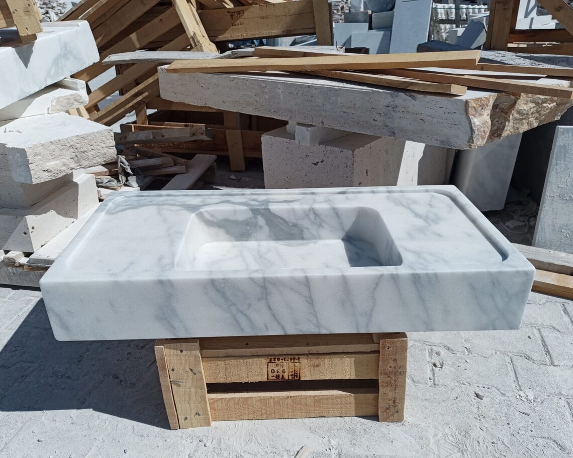 Carrara Marble Sink, Wall Mounted Marble Sink, Marble Bathroom Sink ...