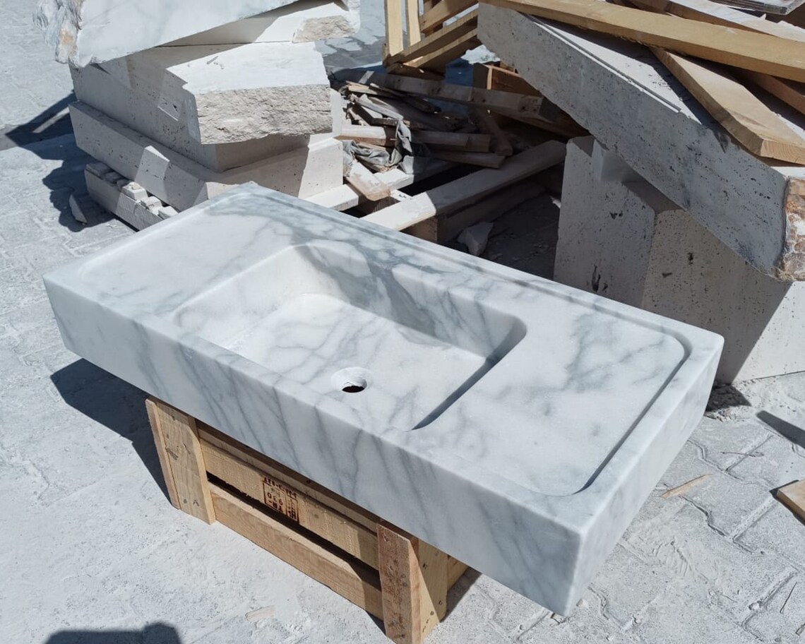 Carrara Marble Sink, Wall Mounted Marble Sink, Marble Bathroom Sink ...