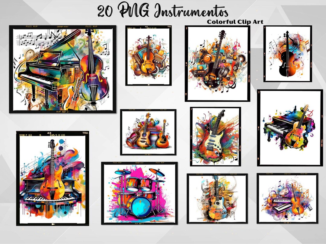 Musical Instruments Clipart, 20 Music Digital Files in PNG Format ...
