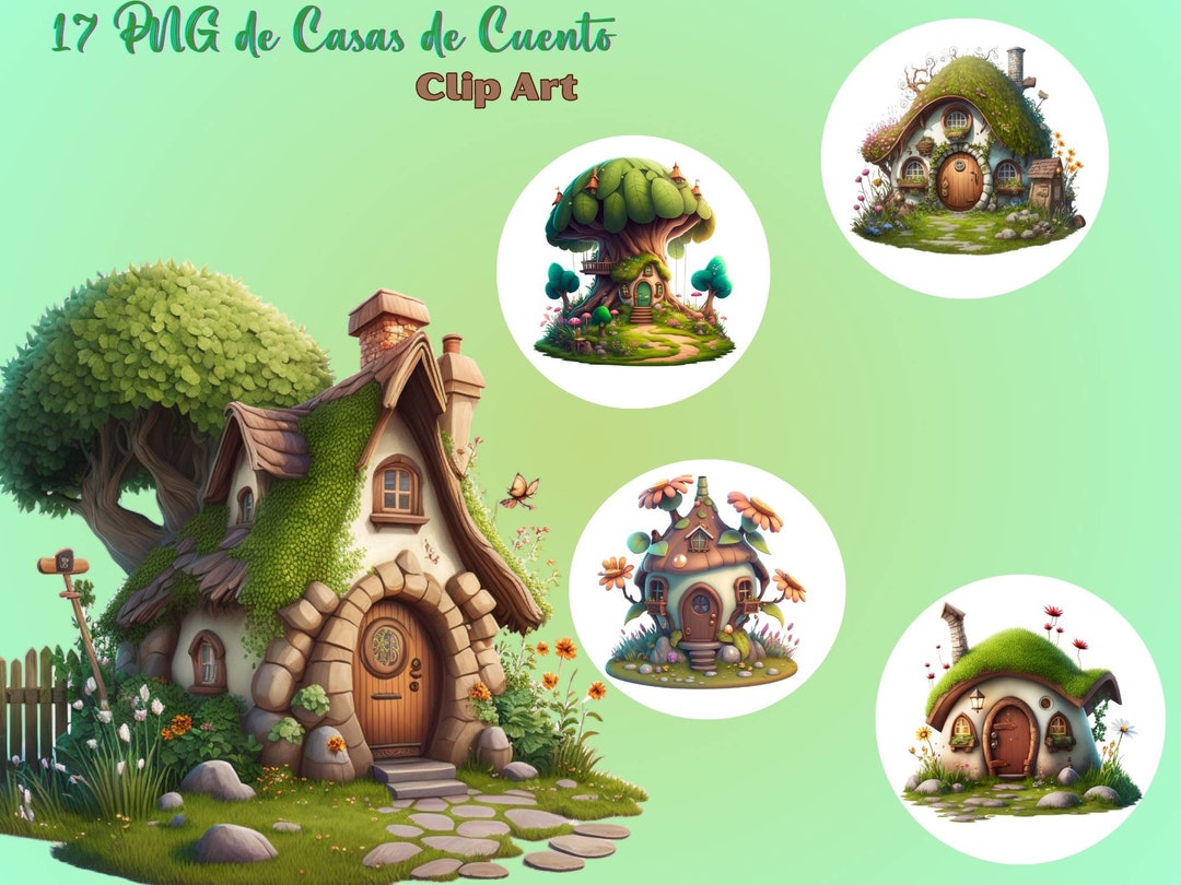 Beautiful Fairy Tale Houses Clipart, 17 Forest Elf Houses in PNG Format ...