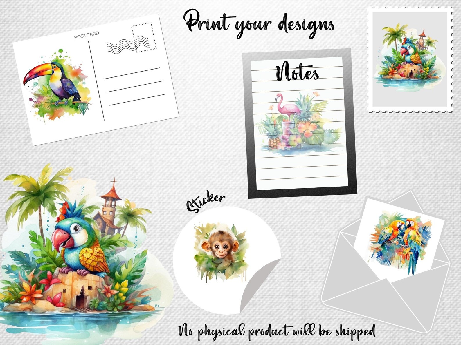 Watercolor Tropical Animals Clipart, 15 PNG Images of Rainforest ...