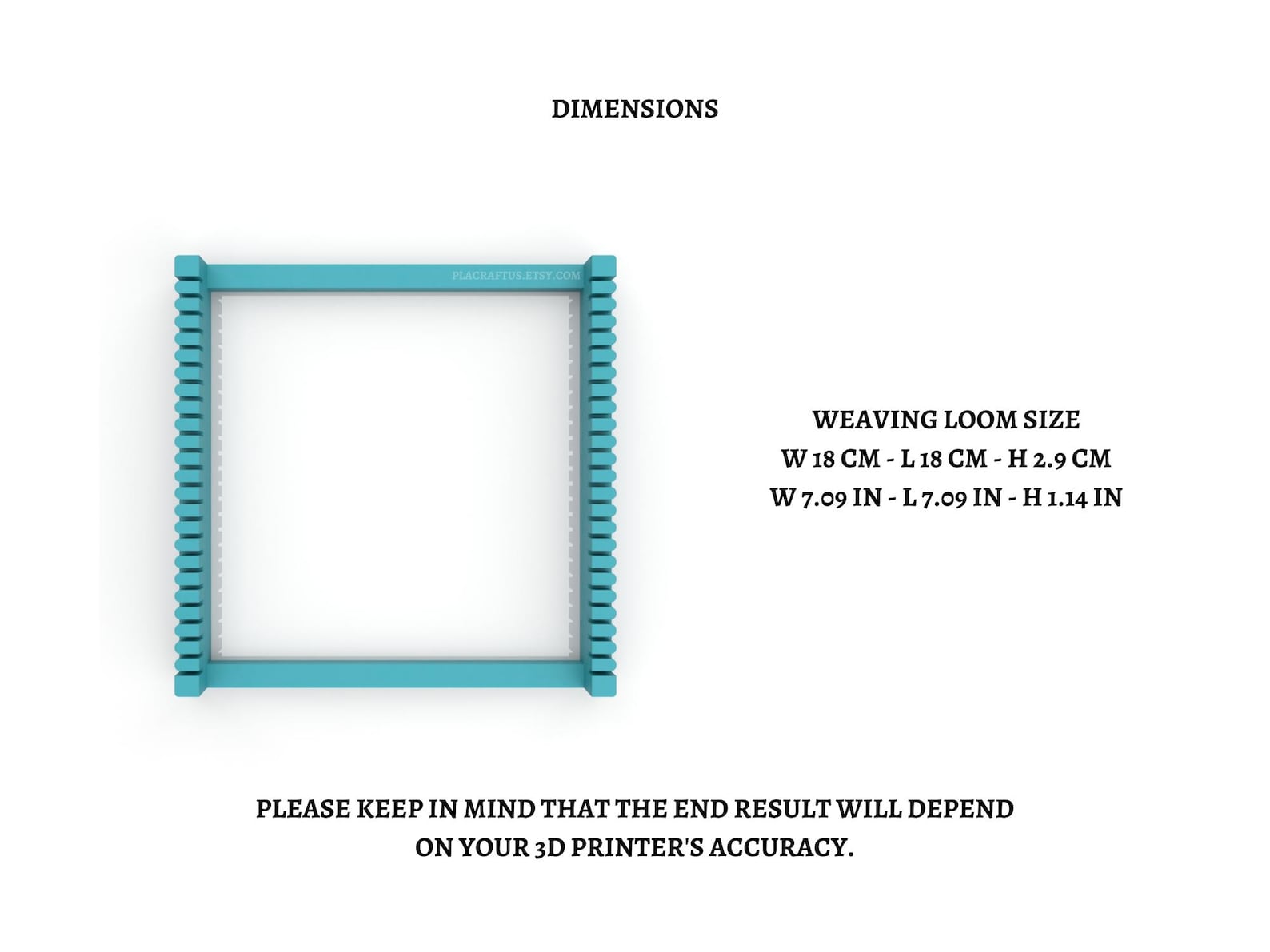 Weaving Loom Set - STL Files for 3D Printing - 18x18cm (7x7in) Loom ...