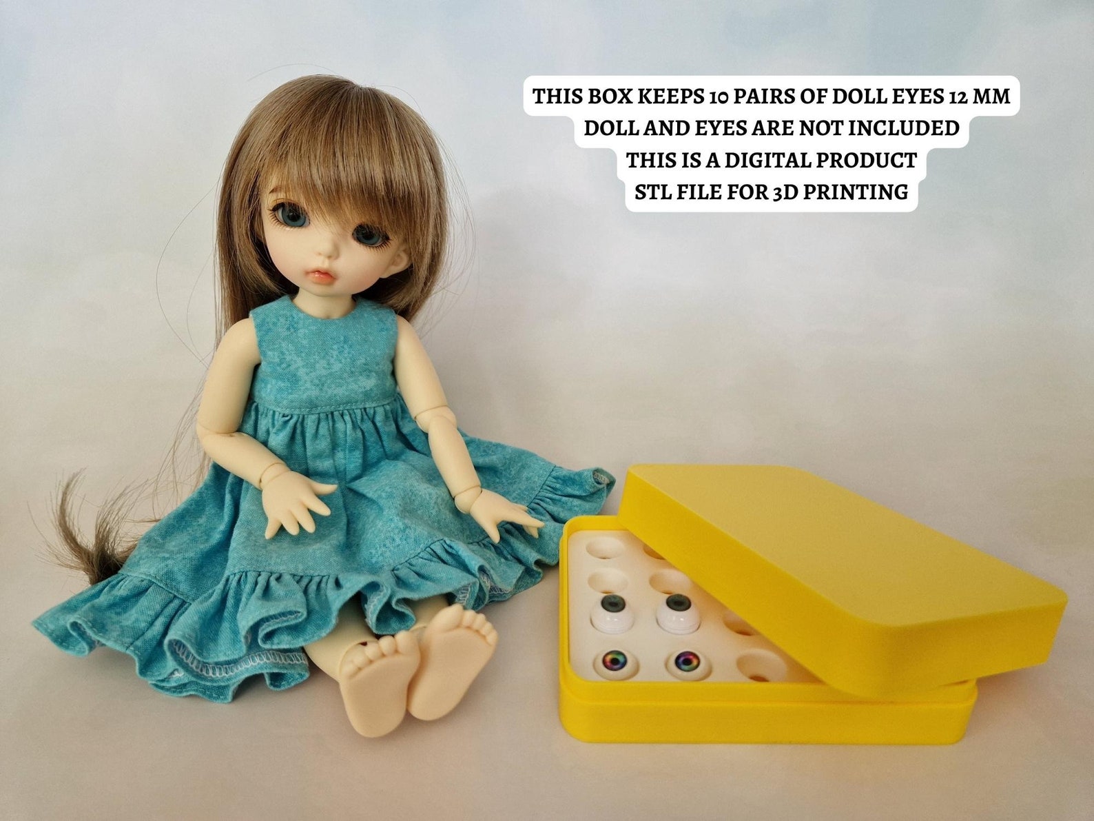 3D Printable Doll Eyes Storage Box STL File 12mm Eye Organizer for Doll ...