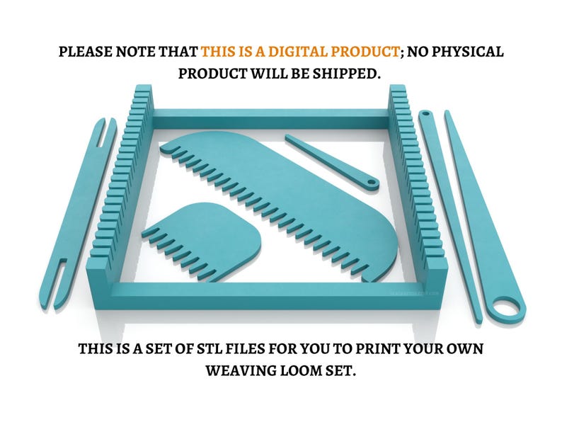 Weaving Loom Set - STL Files for 3D Printing - 18x18cm (7x7in) Loom ...