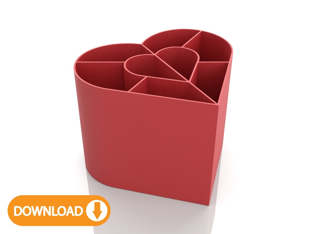 Heart-shaped Pencil, Brush, Markers Holder 3D Printable STL File ...