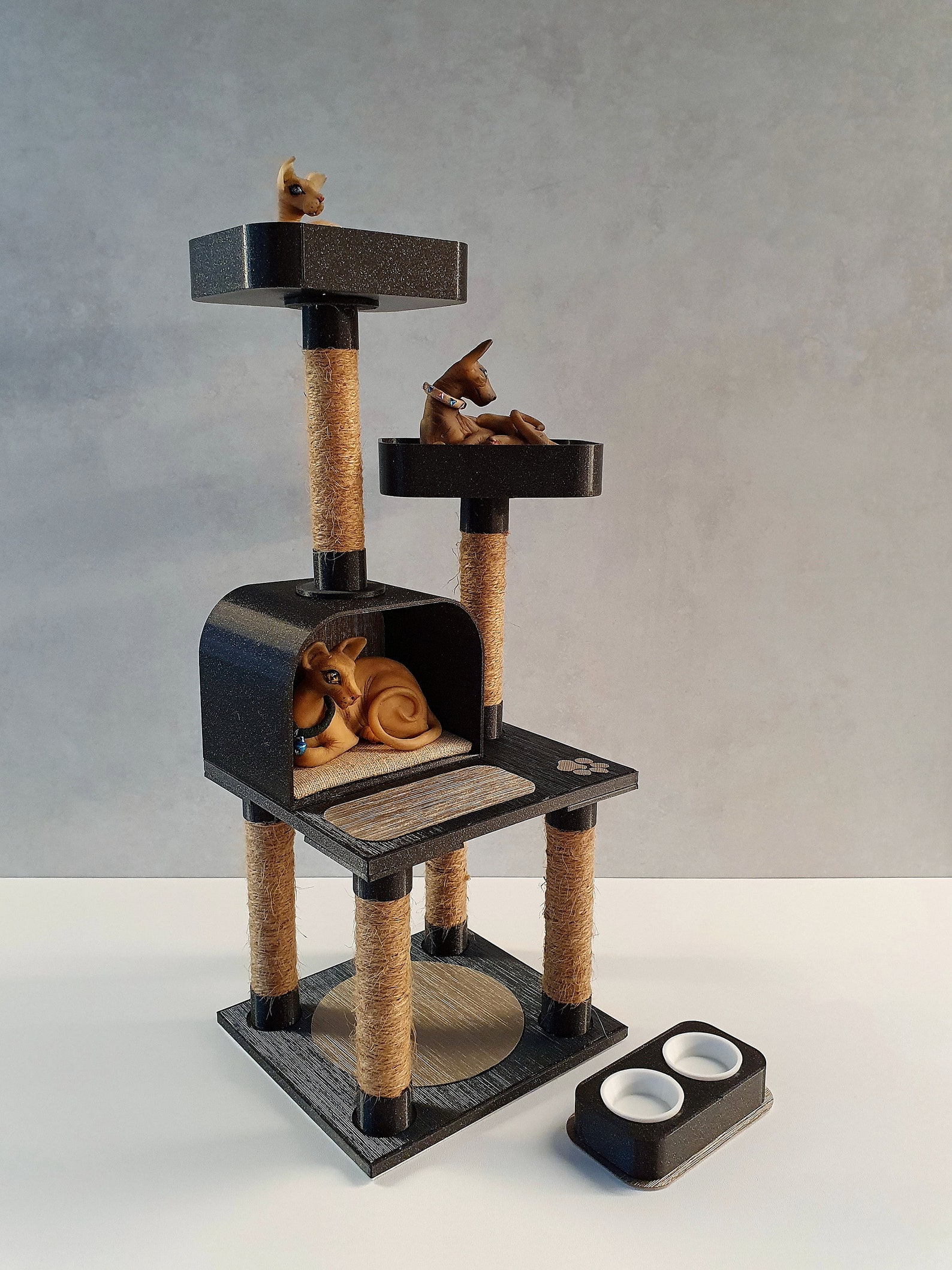 Miniature 3D Printable Cat Tree Model Perfect for Doll and Cat Figurine ...
