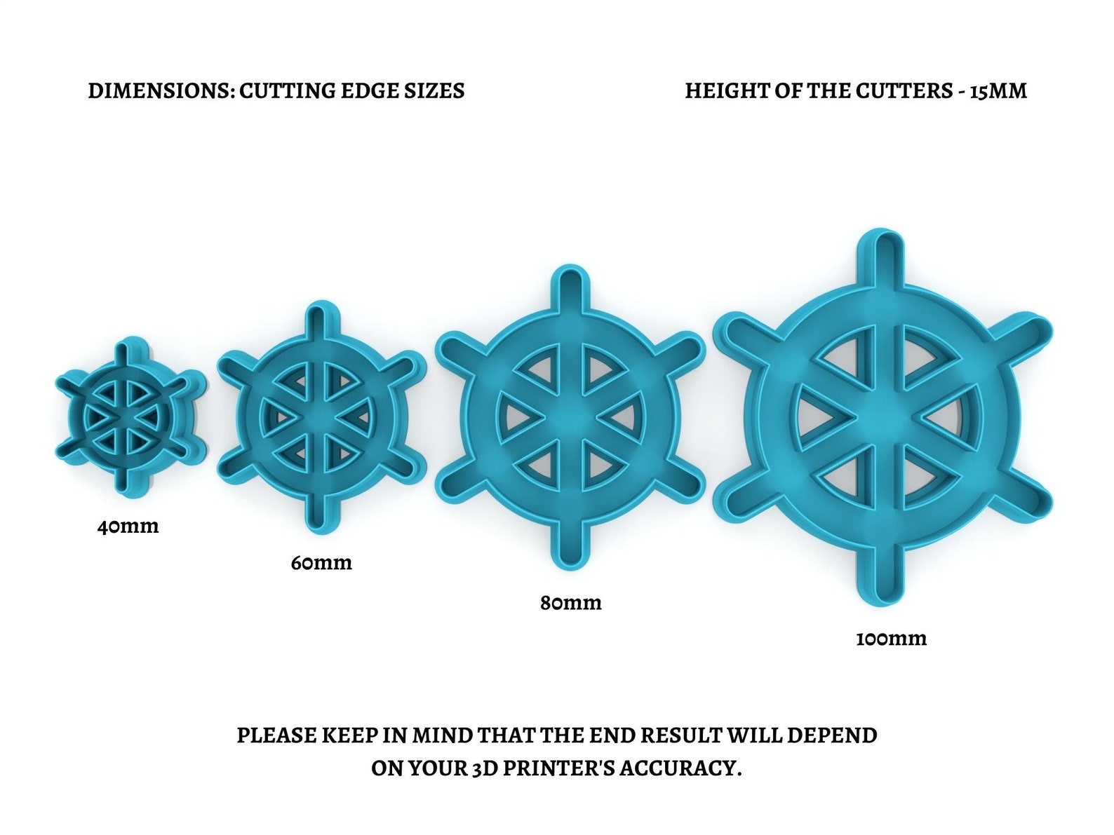 Ship's Wheel 3D Printable Cutters STL Files Pack - Nautical Cookie ...