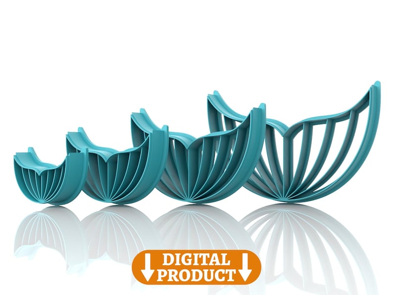 Mermaid or Whale Tail Shape Cutters STL Files Pack - 4 Sizes - 3D ...