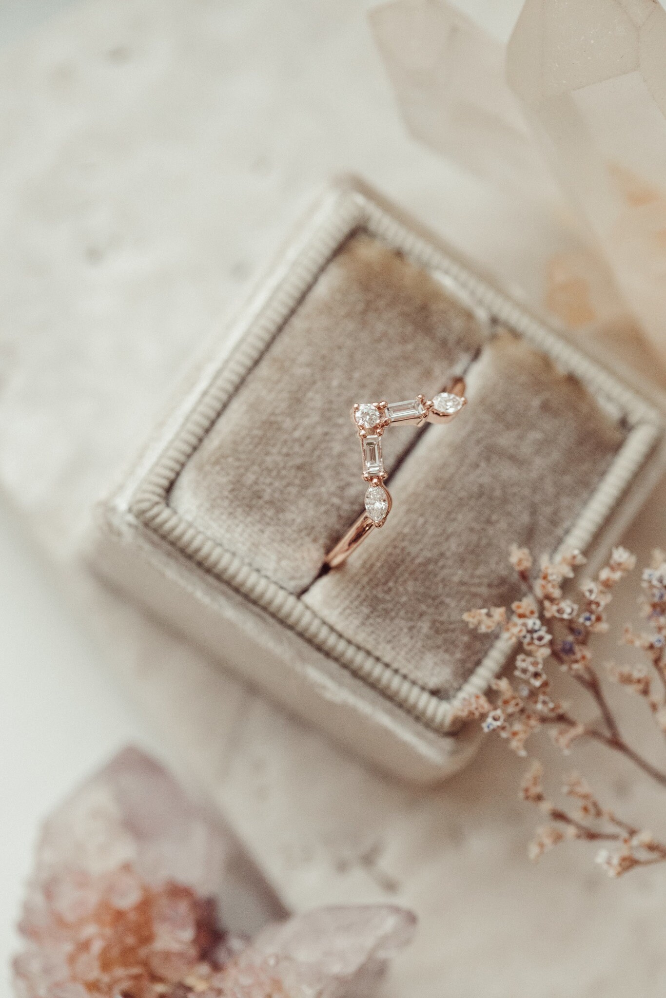 Multi Stone V Shape Solid 10K Yellow Gold Promise Band, Wishbone Bridal ...