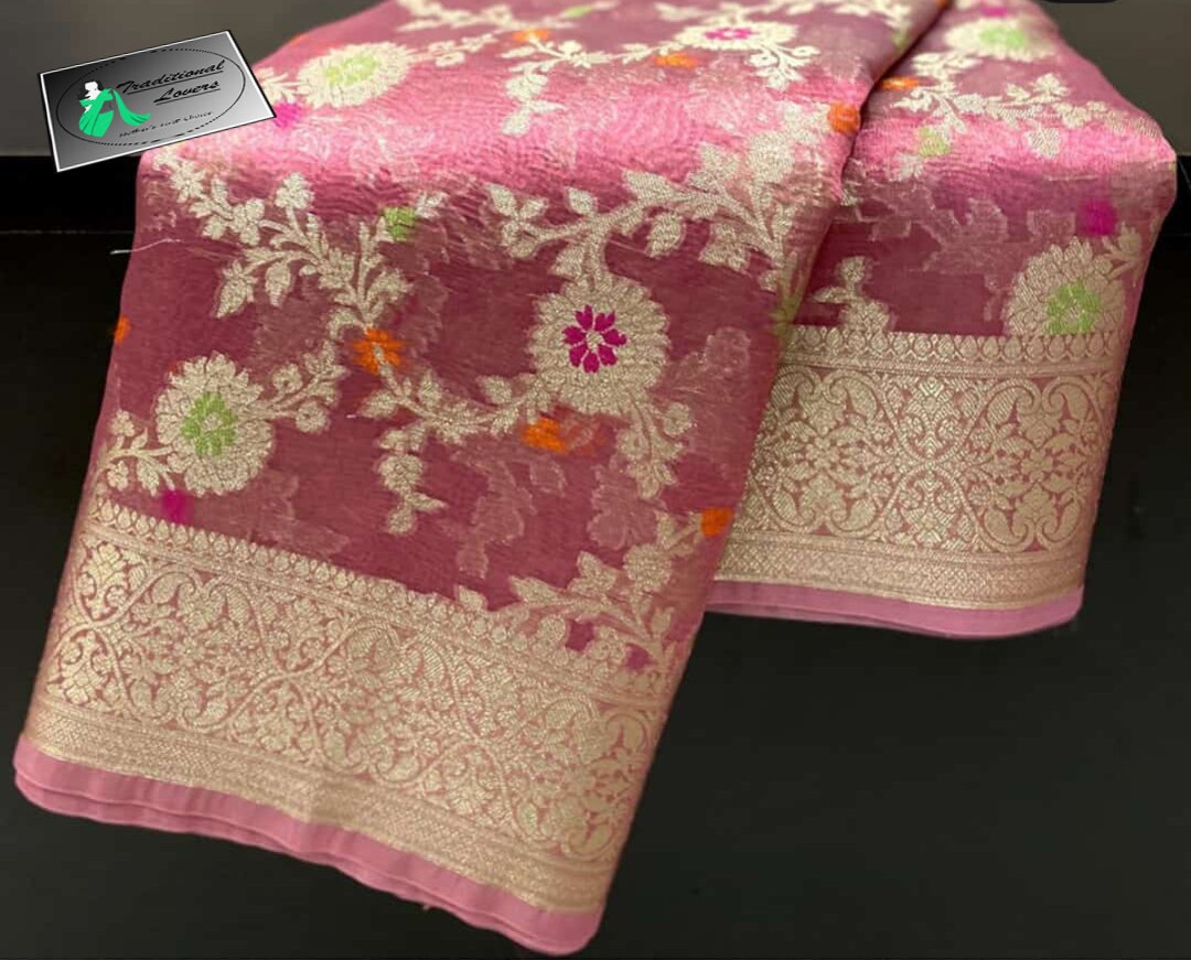 Banarasi Tissue Mina Jall With Stitched Blouse Banarasi Tisshu Sari Tisshu Crush Saree Saree for ...