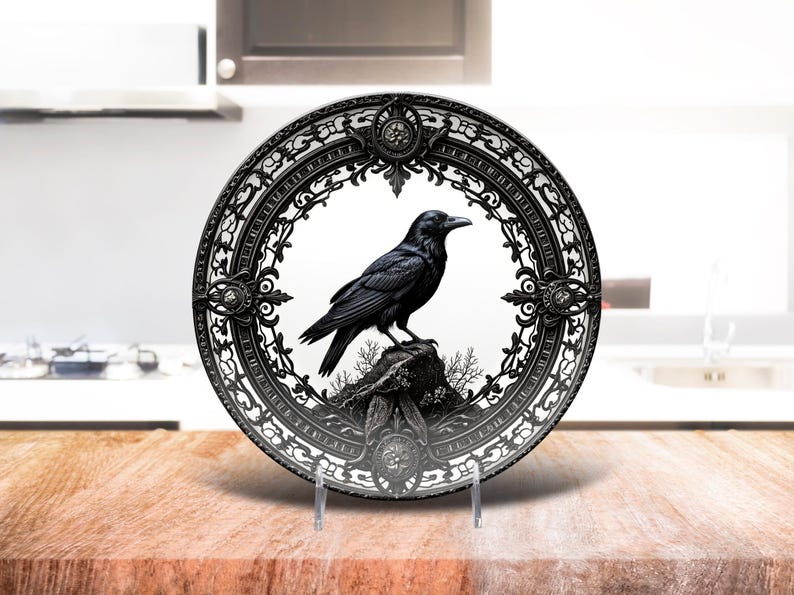 Gothic Raven Dinner Plate – Dark Vintage Victorian Decor - Etsy