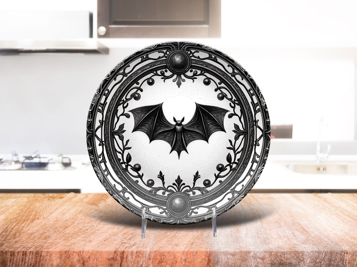 Gothic Bat Decorative Plate - Dark Victorian Winged Creature Design - Etsy