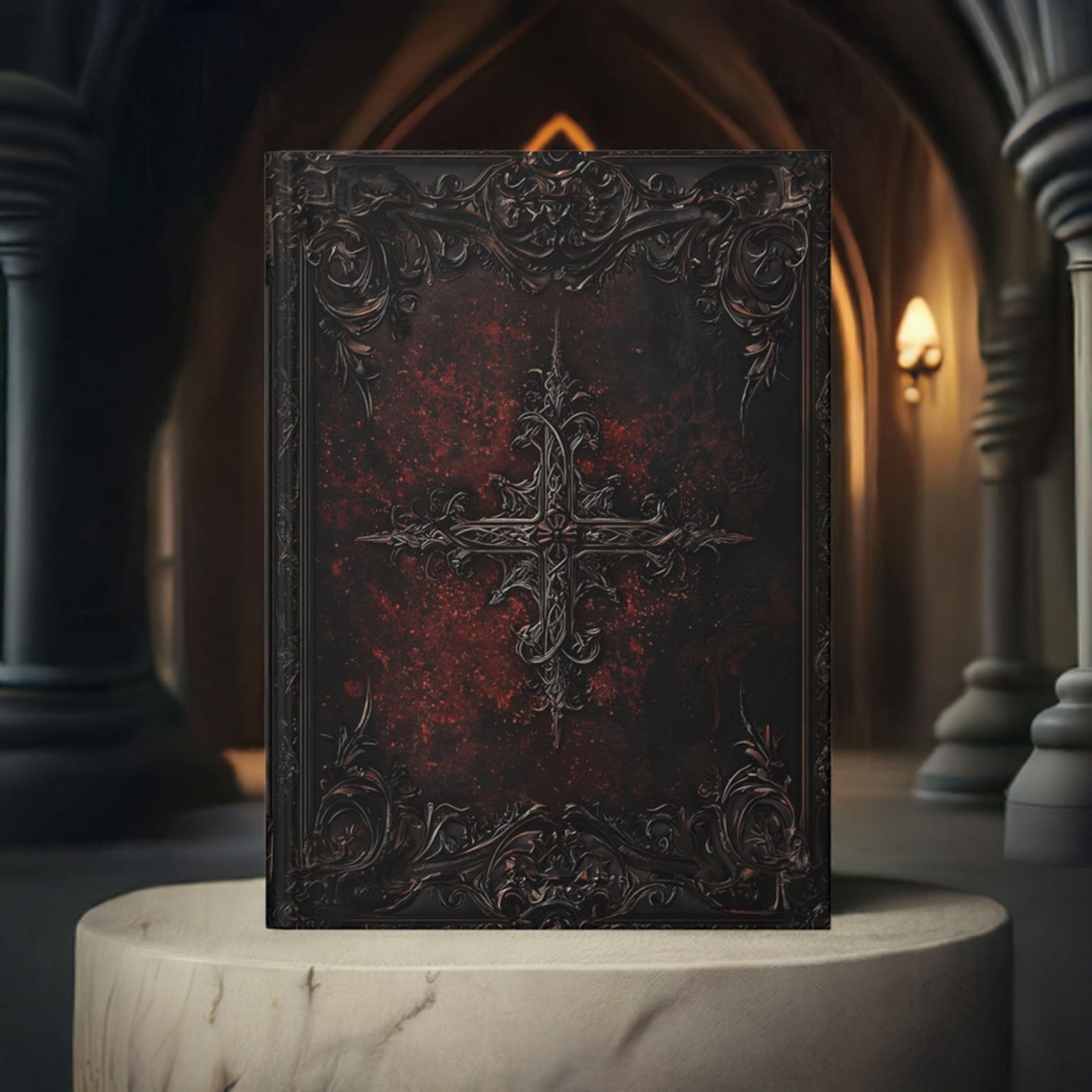 Dark Gothic Cross Notebook With Intricate Red Cover - Etsy