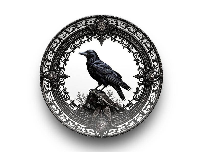 Gothic Raven Dinner Plate – Dark Vintage Victorian Decor - Etsy