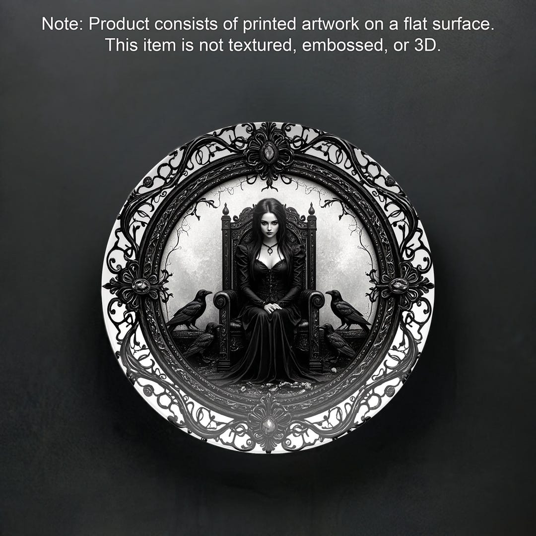 Gothic Raven Queen Plate - Dark Throne Design With Victorian Frame - Etsy