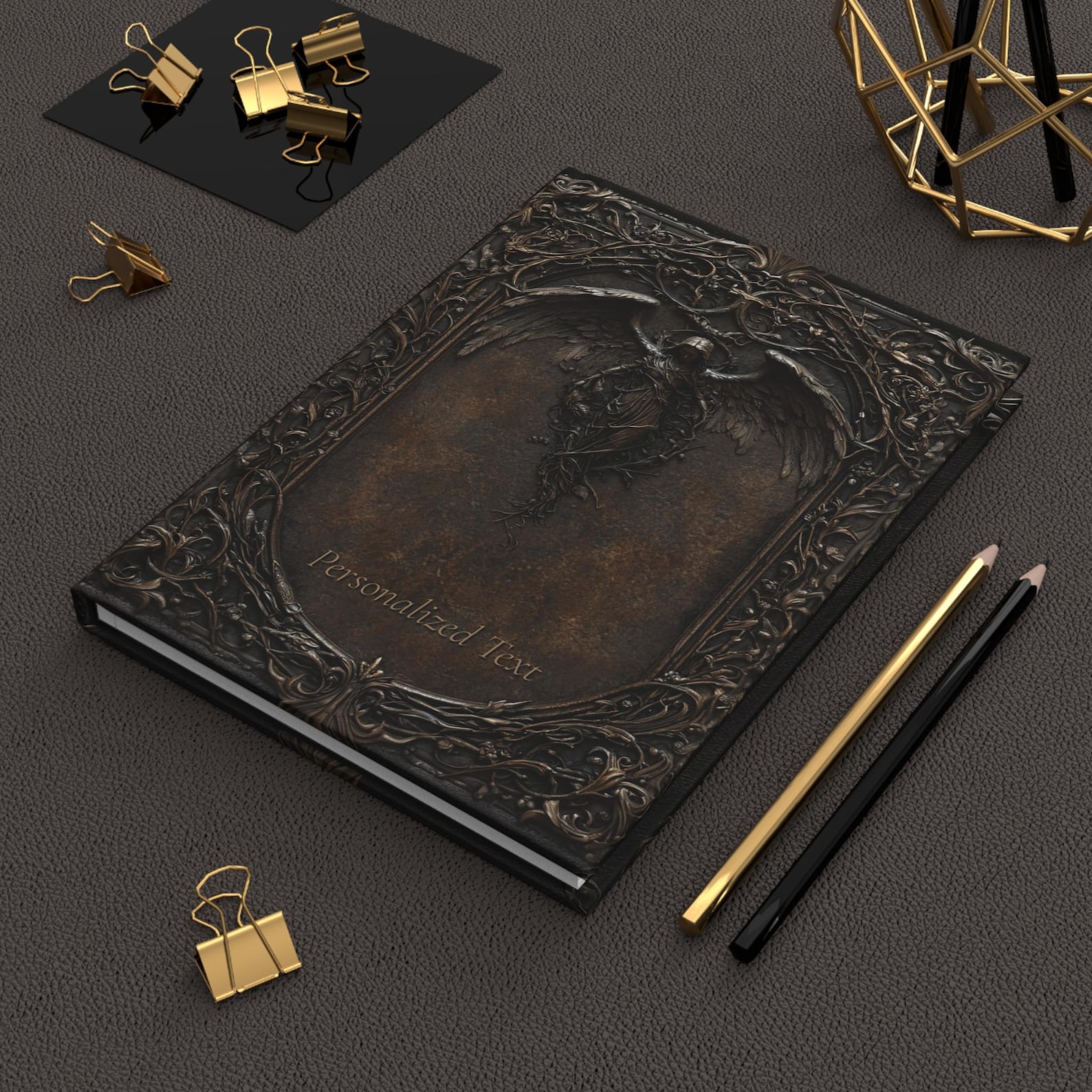 Gothic Angel Hardcover Journal - Intricate Dark Art Notebook for ...