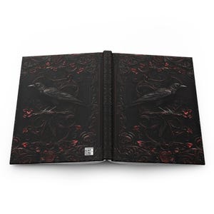 Black Raven Journal With Intricate Floral Design - Gothic Stationery - Etsy