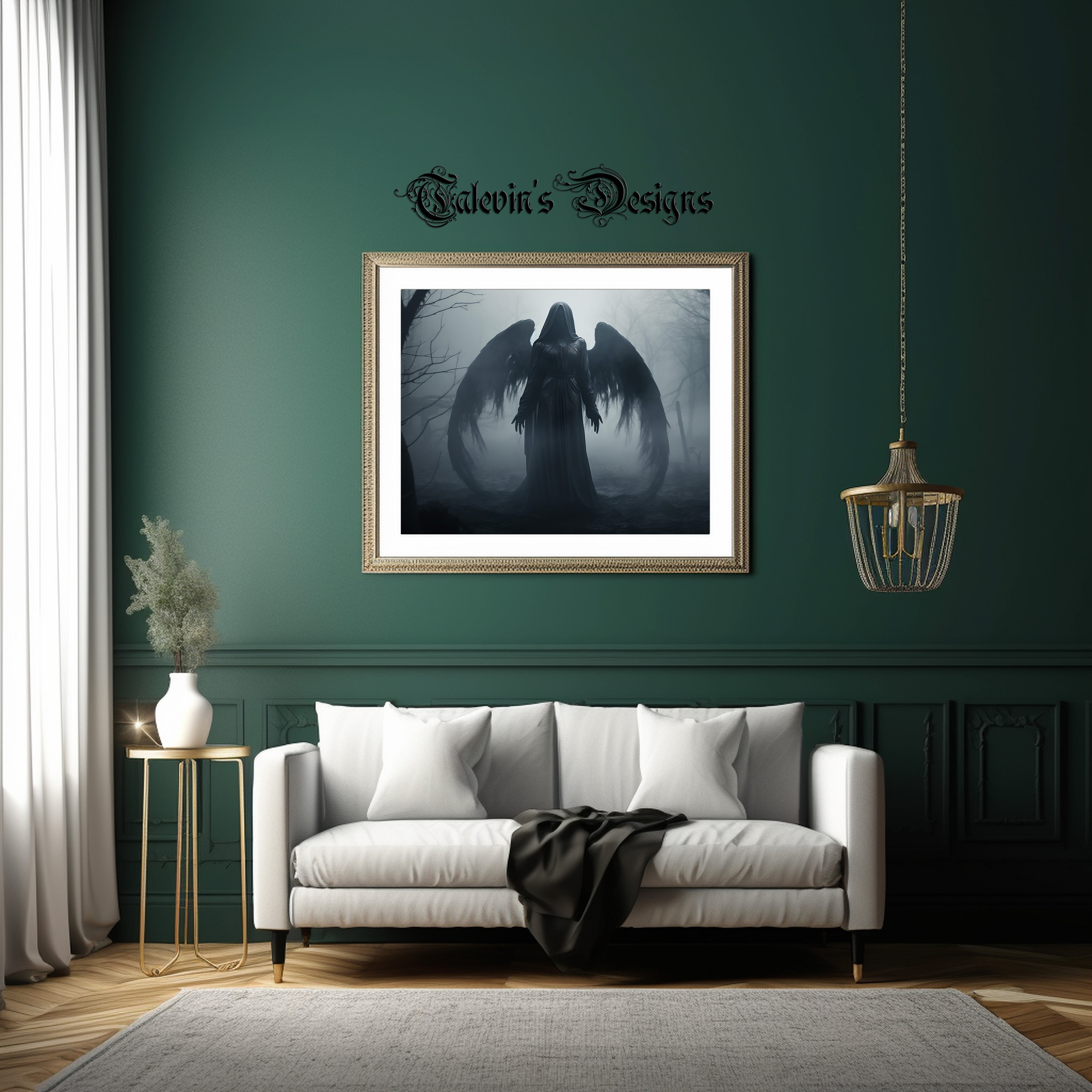 Printable Artwork, Dark Angel in the Fog, Fantasy Art Horror Art ...