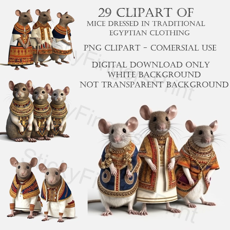 29 PNG Clipart BUNDLE of Mice Dressed in Traditional EGYPTIAN - Etsy