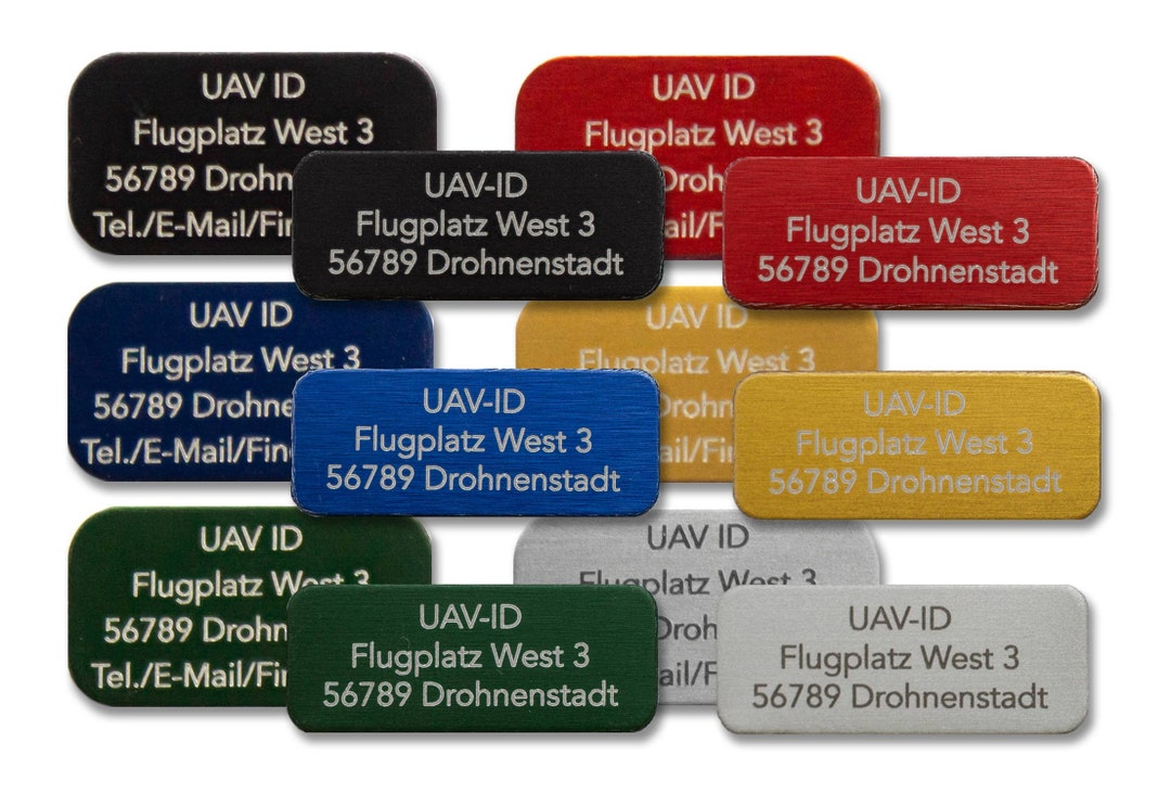 Engraving Heroes - Drone License Plate for E-id, 20 X 8 Mm, 3 Lines ...