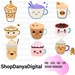 Kawaii Coffee Clipart Bundle Cute PNG Digital Art Latte Hot Chocolate ...