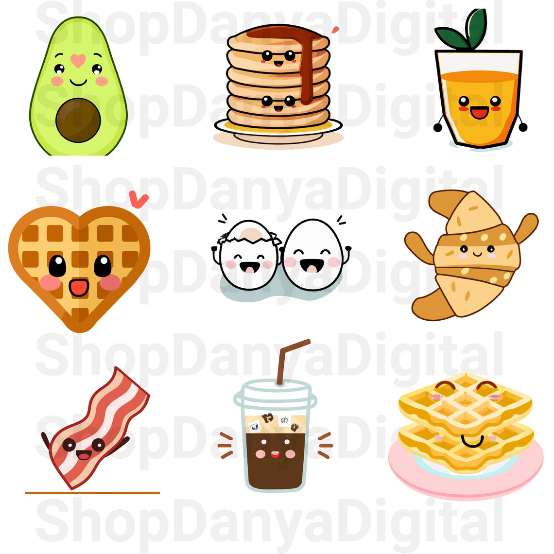 Kawaii Breakfast Clipart - Cute Kawaii Clipart Cartoon Food With PNG ...