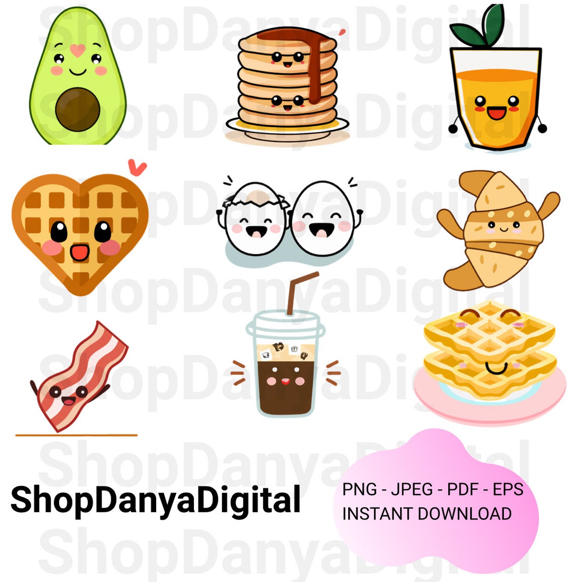 Kawaii Breakfast Clipart - Cute Kawaii Clipart Cartoon Food With PNG ...