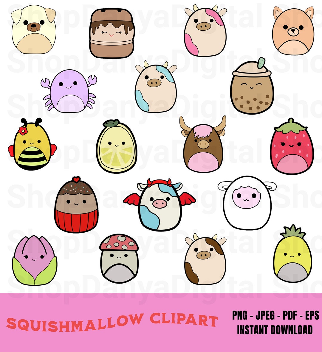 Squishmallow Clipart Instand Download Cute PNG Clipart Squishmallow ...