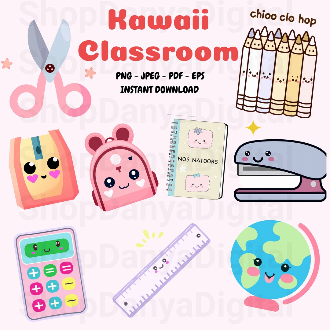 Back to School Clipart Bundle Cute Kids and Teachers Art Kawaii School ...