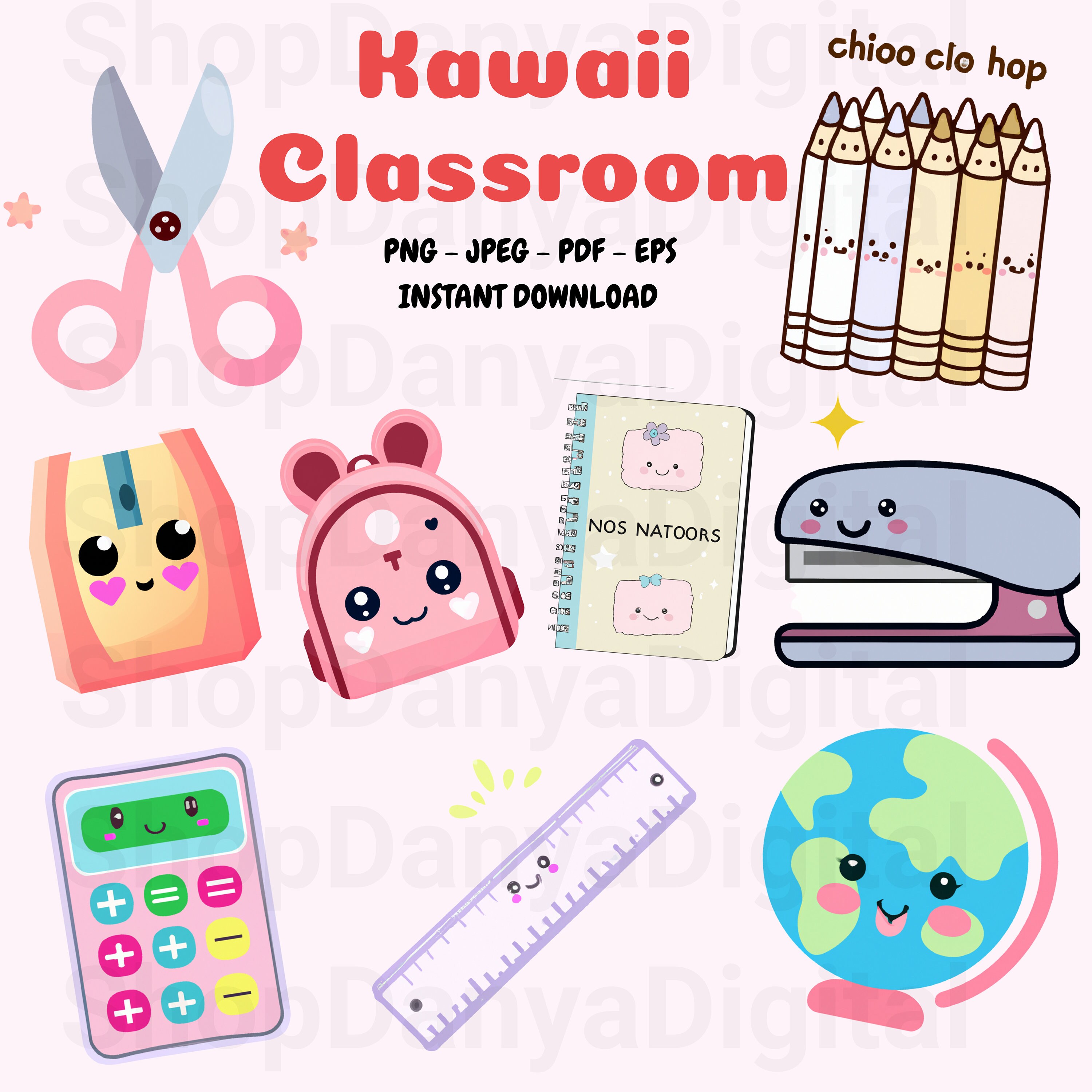 Back to School Clipart Bundle Cute Kids and Teachers Art Kawaii School ...