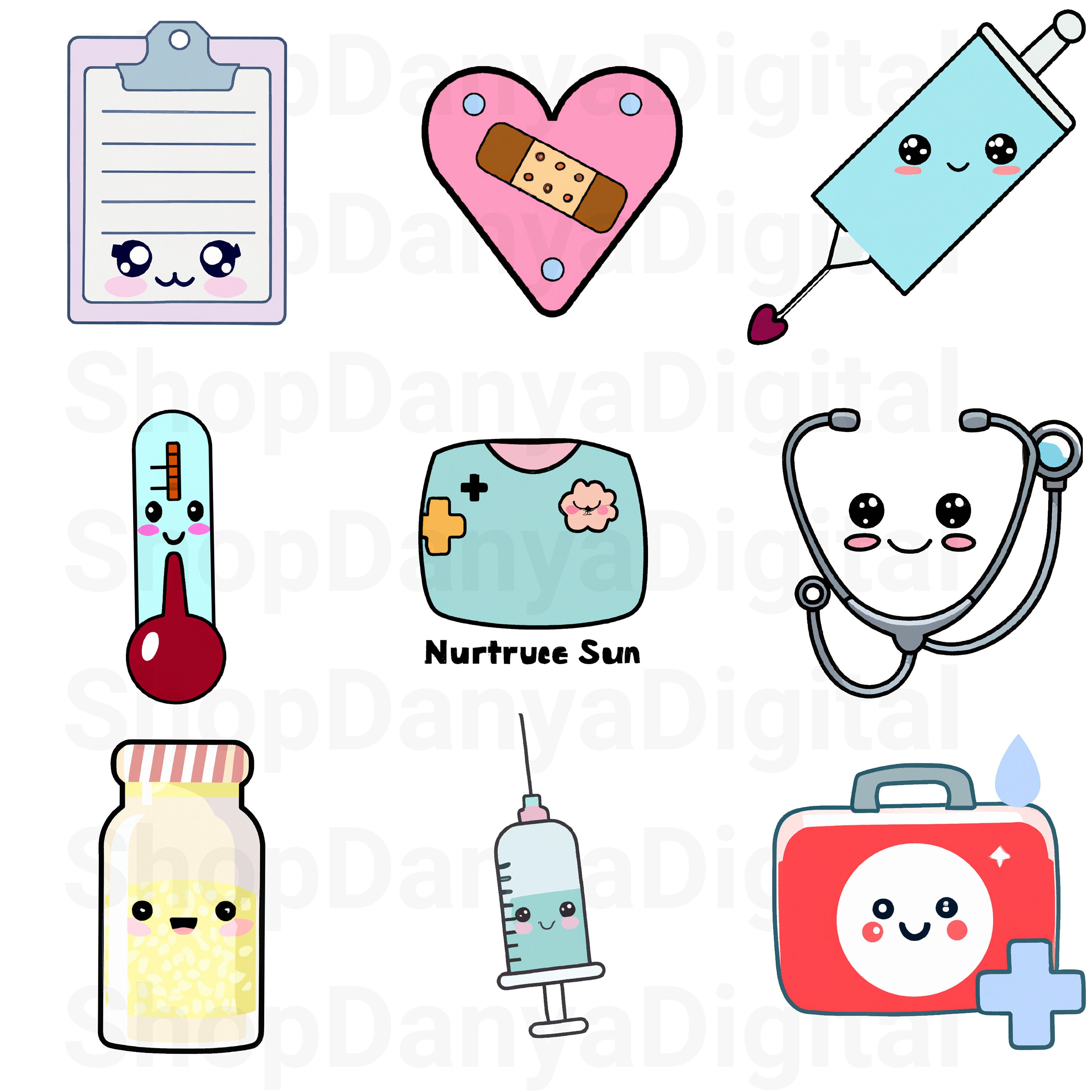 Kawaii Hospital Medical & Nurse Digital Clipart - Cute Medical Clipart ...