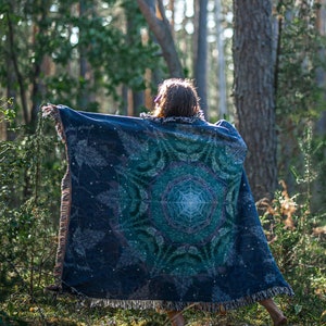 Web of Life Cosmic Ocean Owl Mandala, Mystical Art Lightweight Cover ...