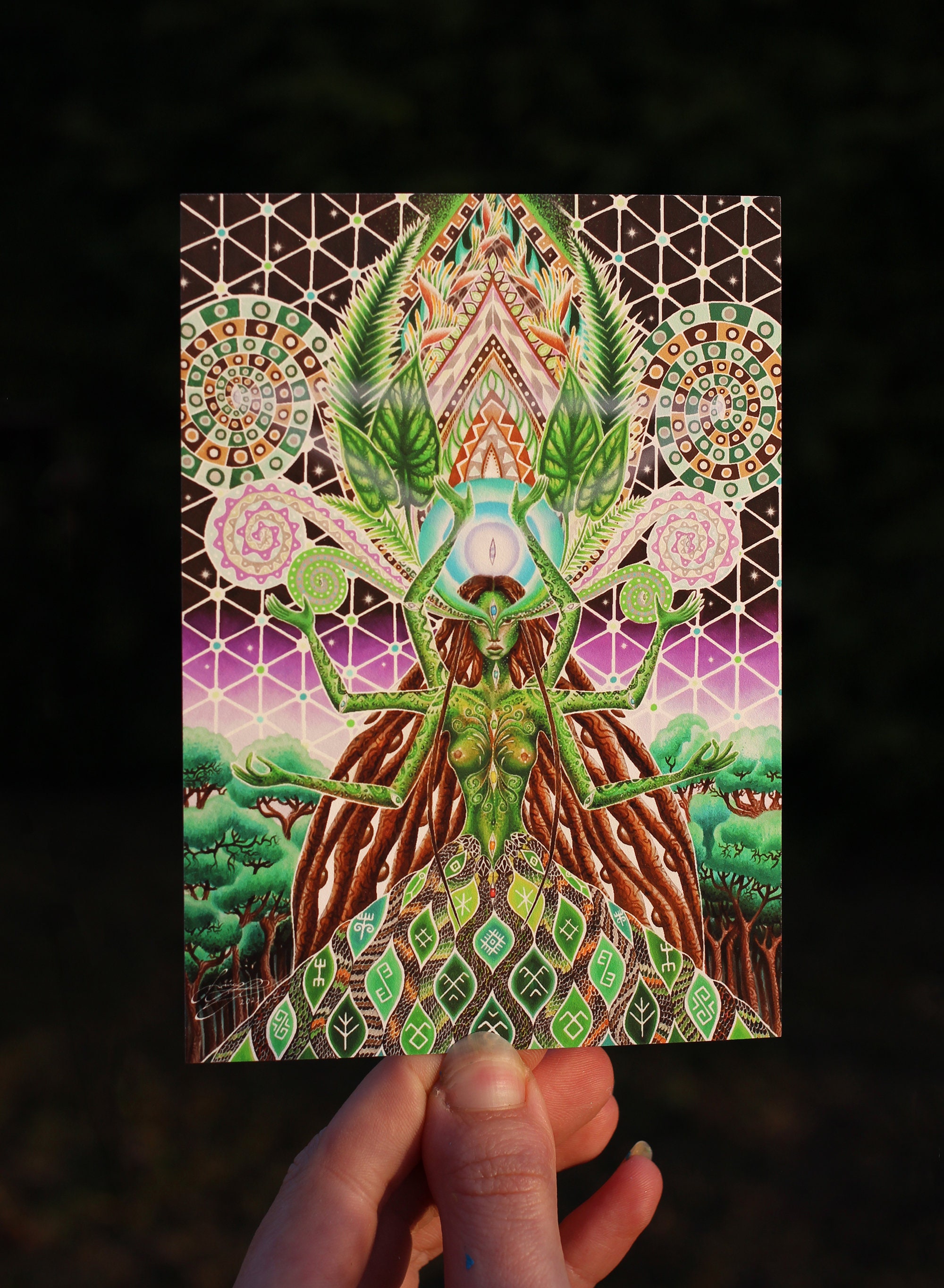 Jenga Green Insect Spirit Art Print, Green Nature Goddess, Wicca Altar ...